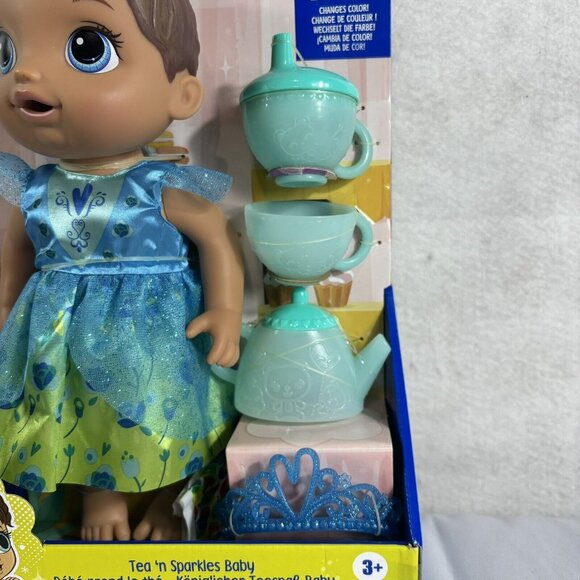 Hasbro | Toys | Baby Alive Tea N Sparkles Brunette Baby Doll W Tea Set ...